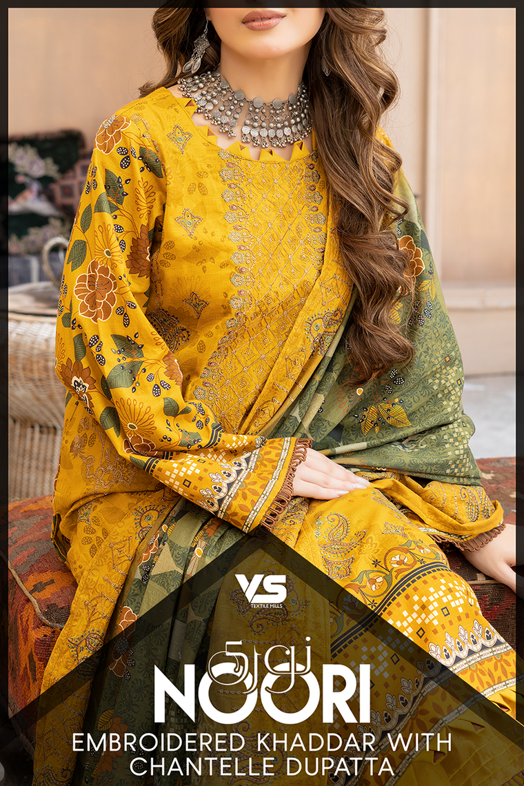 Noori Embroidered Khaddar Collection Winth Chantelle Dupatta 2024 – VS ...